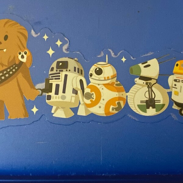 Chewie and Droid Friends Plushie Transparent Disney Laptop Stickers ...