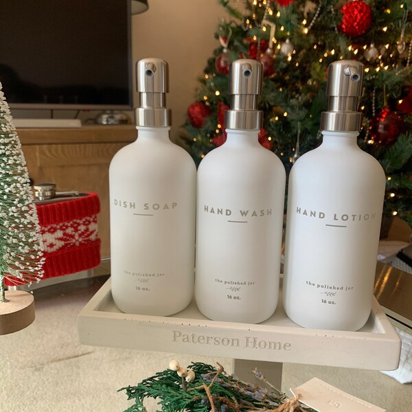 Engraved Glass Soap Dispenser | Engraved Signature Collection | White ...