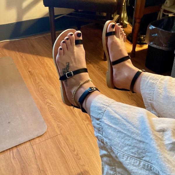 Greek Handmade Leather Women Sandals - Women Adjustable Straps Summer ...