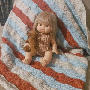 Blue Baby Blanket Knitting Pattern PDF Easy Knit Pattern - Etsy