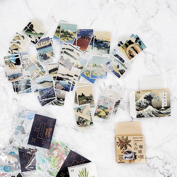 Japanese Woodblock Prints Sticker Set, Ukiyo-e Painting Stamps Stickers ...