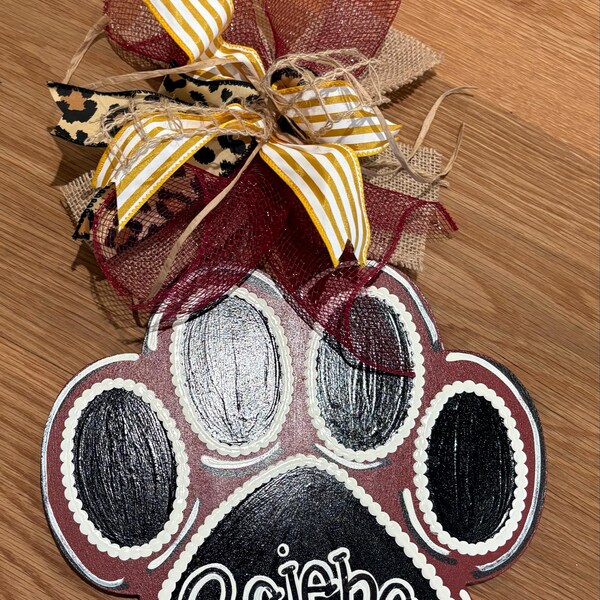 Paw Print Customizable School Pride Door Hanger, Mascot Door Hanger ...