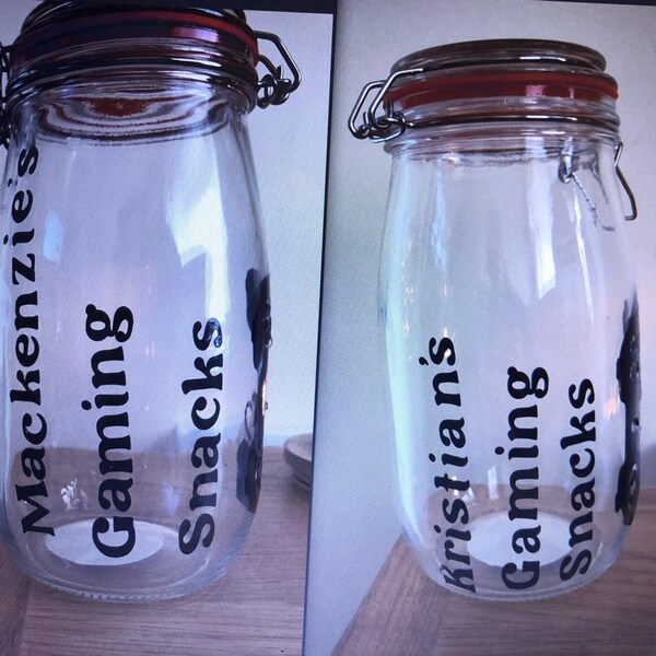 Personalised Gaming Snacks Jar Sticker - Vinyl Decal - Label- Gamer ...