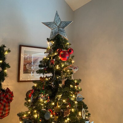 White Wood Star Christmas Tree Topper Decoration 12 Star Tree Topper ...
