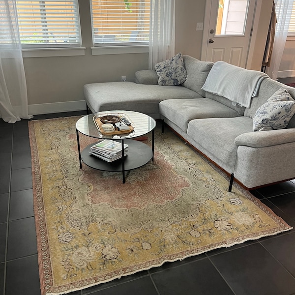 Small Vintage Rug 1.7x3.2 Small Turkish Rug, Small Oushak Rug, Small ...