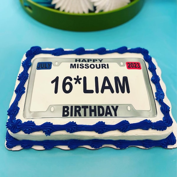 License Plate Edible Cake Topper - Etsy