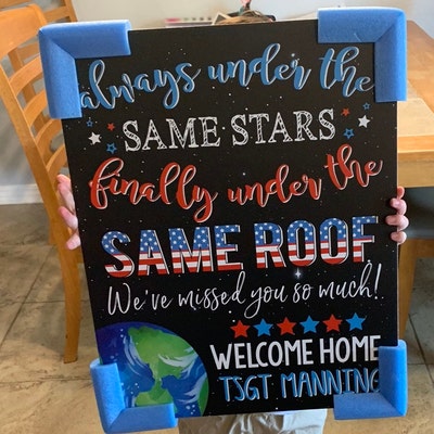 Welcome Home Wife Spouse Husband Sign Template Same Stars Homecoming ...