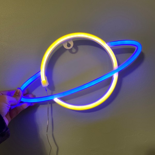 Neptune Planet | Mutlicolour Neon Light Sign (LED) for Bedroom, Light ...