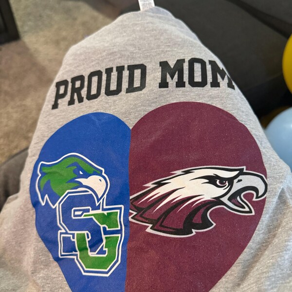 Custom Two College Heart Tshirt, Dual School Unisex Shirt, House ...