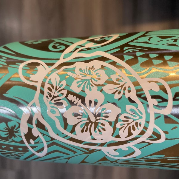 Turtle Hibiscus Flower Decal, Available in Many Sizes and Colors ...