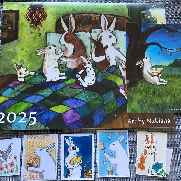 Large Print - Dancing Rabbits - Fine Art Rabbit Painting Print, Wedding ...