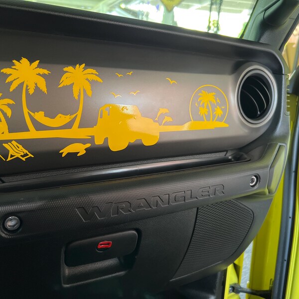 Custom Beach Wrangler/gladiator Dashboard Glove Box Vinyl Decal Sticker ...