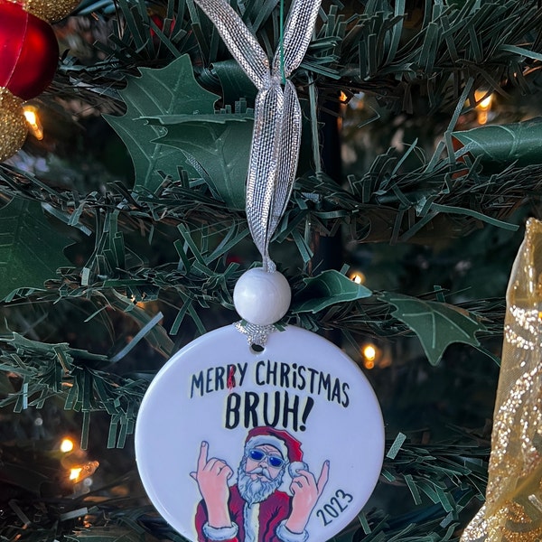 Funny 'merry Christmas Bruh' Ornament: Gen Z Gen Alpha Slang Hipster ...