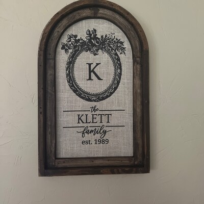 Monogram Wall Art Arch Window Frame Personalized Gift Custom Farmhouse ...