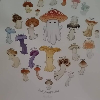 Boo Shroom Variety Art Print Mushroom Ghost Poster - Etsy