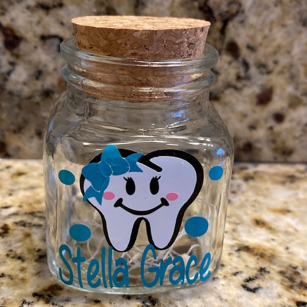 Tooth Fairy Jar, Personalized Tooth Jar, Baby Tooth Storage, Baby ...