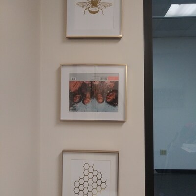 Bee Gold Foil Print Honeycomb Art Print Bumble Bee Art Print Honey Bee ...