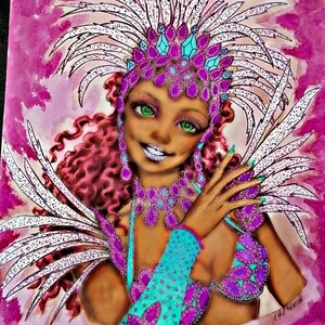 Samba Dancer Coloring Page GRAYSCALE Rio Carnival Female Illustration ...