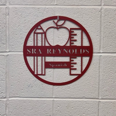 School Name Sign, Custom Name Sign, Metal School Teacher Gift, Last ...