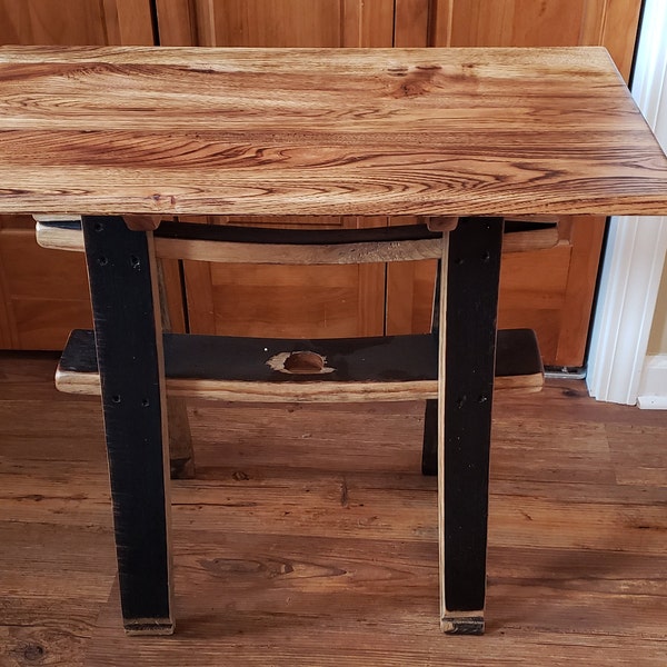 Whiskey Barrel Stave End Table, White Oak Top, Charred Wood Legs - Etsy