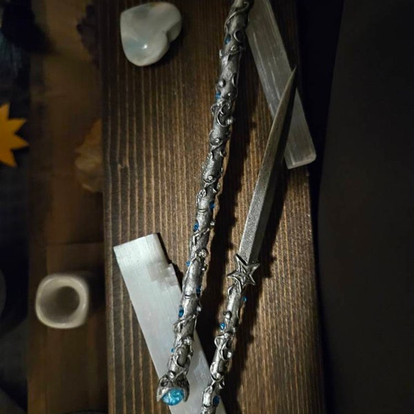 Pewter Celestial Star Wand - Genuine Rock Crystal & Crystals - Etsy