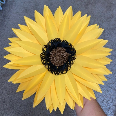 12 Inches Paper Sunflower Template SVG, DXF & PDF Online Workshop ...