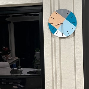 Minimalist Wall Clock With Numbers Large Wooden Clock Mustard and Gray ...