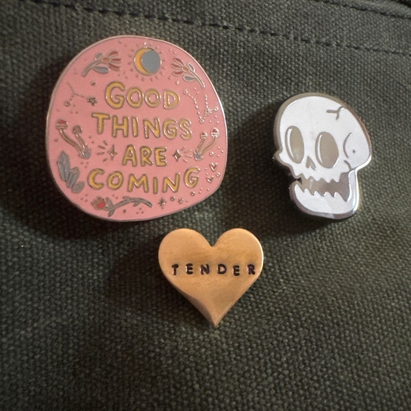 QUEER Heart Pin hand-stamped Brass - Etsy