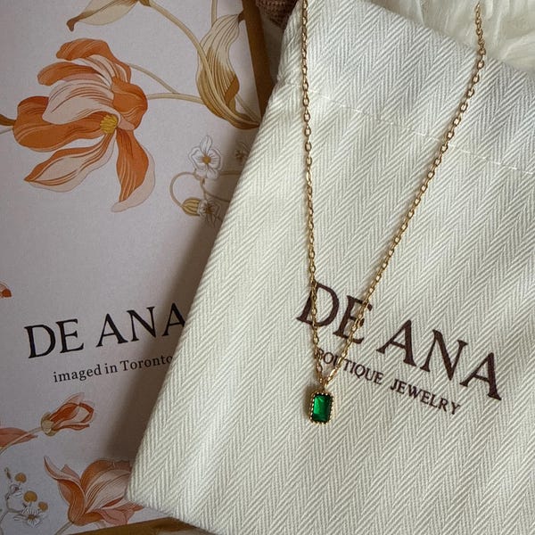 Dainty Emerald Necklace, Green Emerald Choker, Emerald Jewelry, Emerald ...