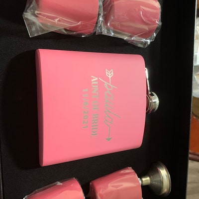 Flask Sets for Bridesmaids, Personalized Pink Flask Set, Gifts for ...