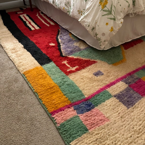 Authentic Moroccan Rug, Custom Colorful Rug, Handmade Abstract ...