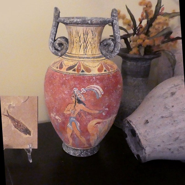 Prince of Lilies Minoan Fresco Painting Knossos Vase Ancient Greek ...