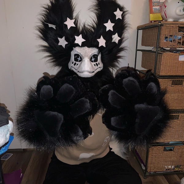 Furry Paws With Star Pattern and Colorful Style Fluffy Fursuit Partial ...