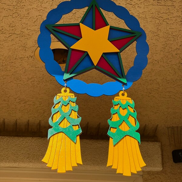 Filipino Parol Wood Ornament - Green, Red & Yellow With Star - Etsy