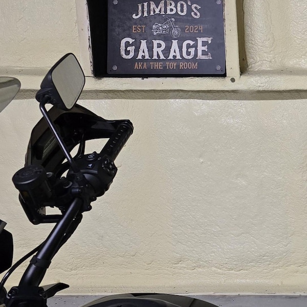 Motorcycle Garage Sign | Custom Cycle Shop | Vintage Black With ...
