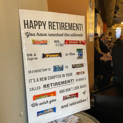 PRINTABLE Retirement Candy Bar Poster PRINTABLE Candy Gram Sign Gift or ...