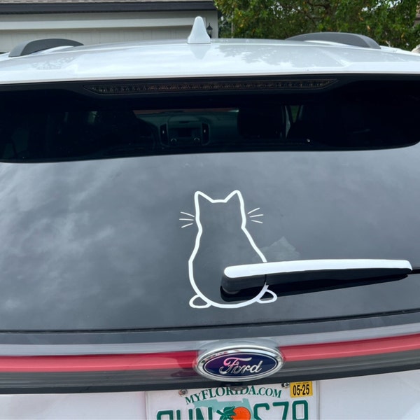 Kitty Cat Windshield Wiper - Di Cut Decal - Home/laptop/computer/truck ...