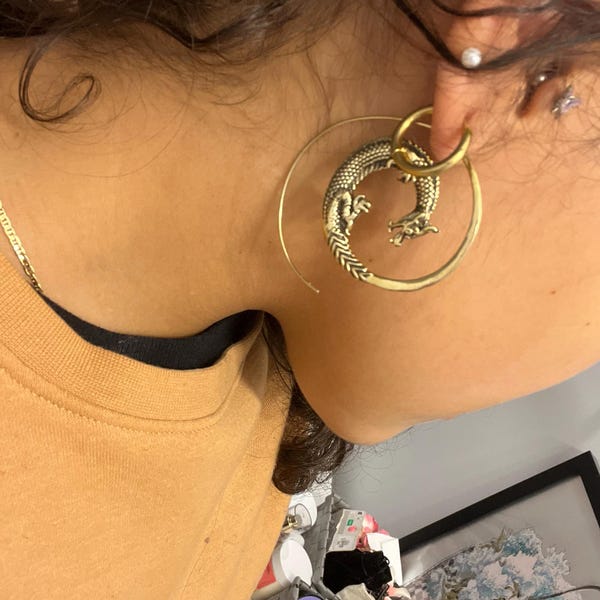 Dragon Hoop Earrings, Hoop Earrings, Dragon Hoops, Spiral Earrings ...