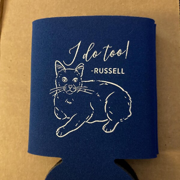 Wedding Can Cooler 234R Custom Pet Illustration Monogram Wedding Favors ...