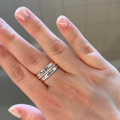 Gold Class Ring Set, Gold Filled Modern Class Rings, Personalized ...