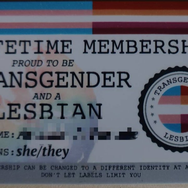 Double Identity LGBTQIA+ Lifetime Membership Card - Gay Pride Card ...