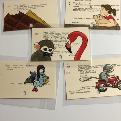 SALE ANY 4 PRINTS of Painted Library Cards Instant Collection Library ...