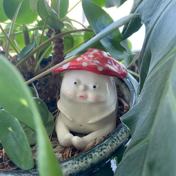 Weird Ceramic Mushroom Figurine, Quirky Pottery Decor - Etsy