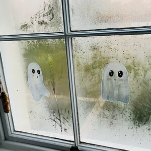 Cute White Ghosts Window Sticker Pack, Ghost Window Stickers, Halloween ...