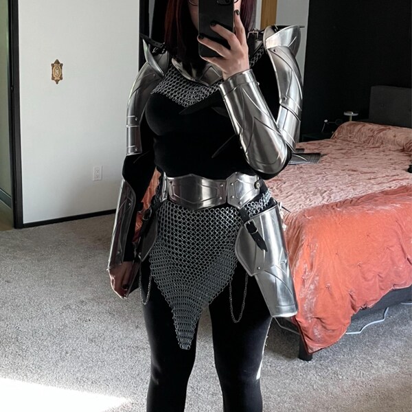Medieval Corset Armor Set: Steel Chainmail Skirt, LARP Cosplay Costume ...