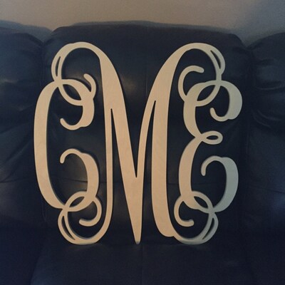 Large 24 Inch Unpainted 3 Letter Wooden Monogram 24 Wooden Decor ...
