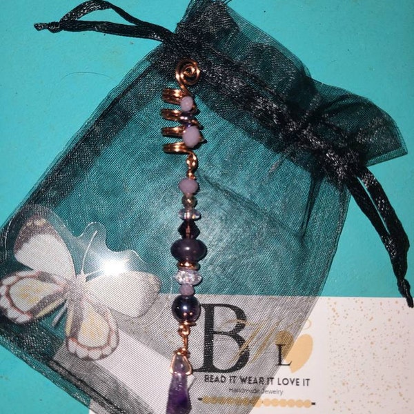 Raw Amethyst Crystal Loc Jewelry. Dreadlock Hair Accessories, Beads for ...
