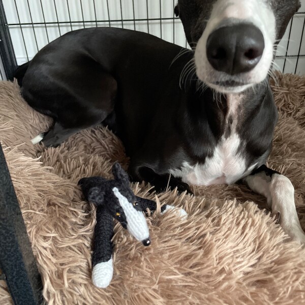 Lurcher Fluffy Scruffy Hairy Hand Knitted Sighthound Silver Light Grey ...
