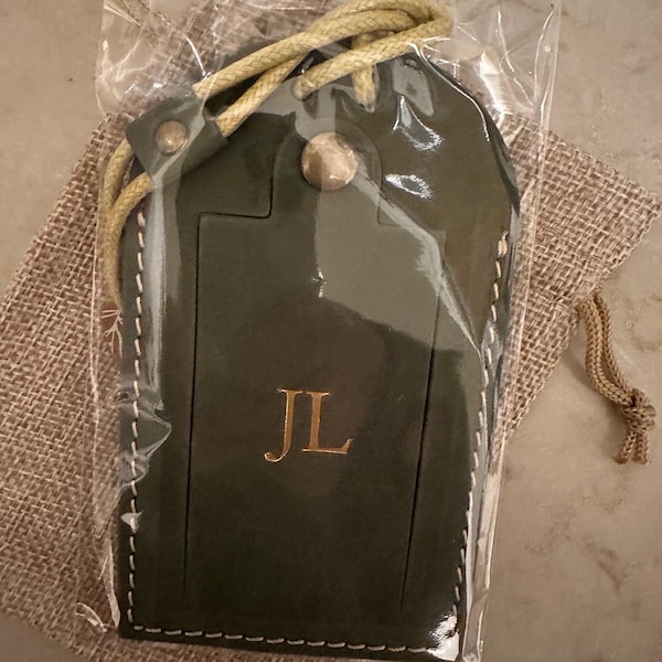 Personalized Leather Luggage Tag - Custom Monogram Bag Name Tag ...