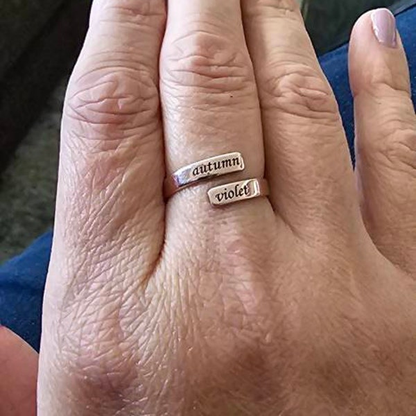 Engraved Double Name Ring Two Name Rings Personalized Names Couples ...
